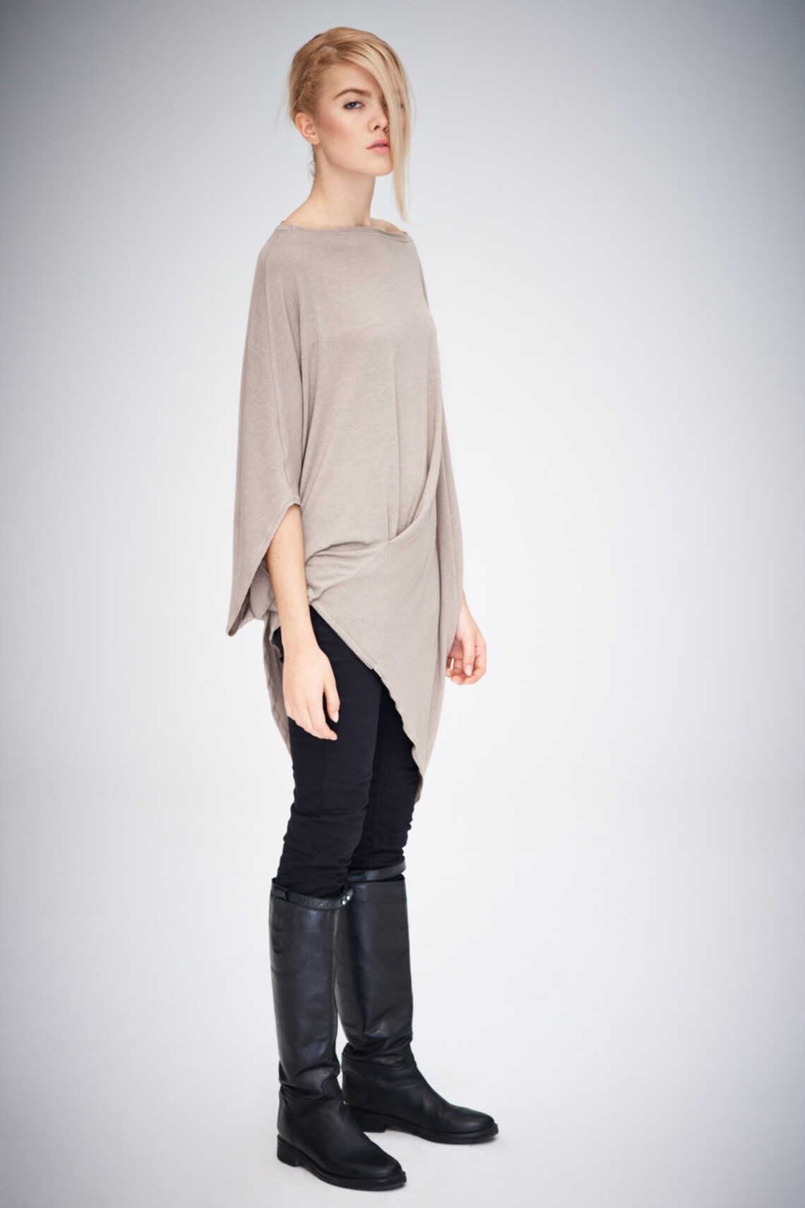 Twisted Beige Top / Oversized Asymmetrical Top/ Loose - Etsy