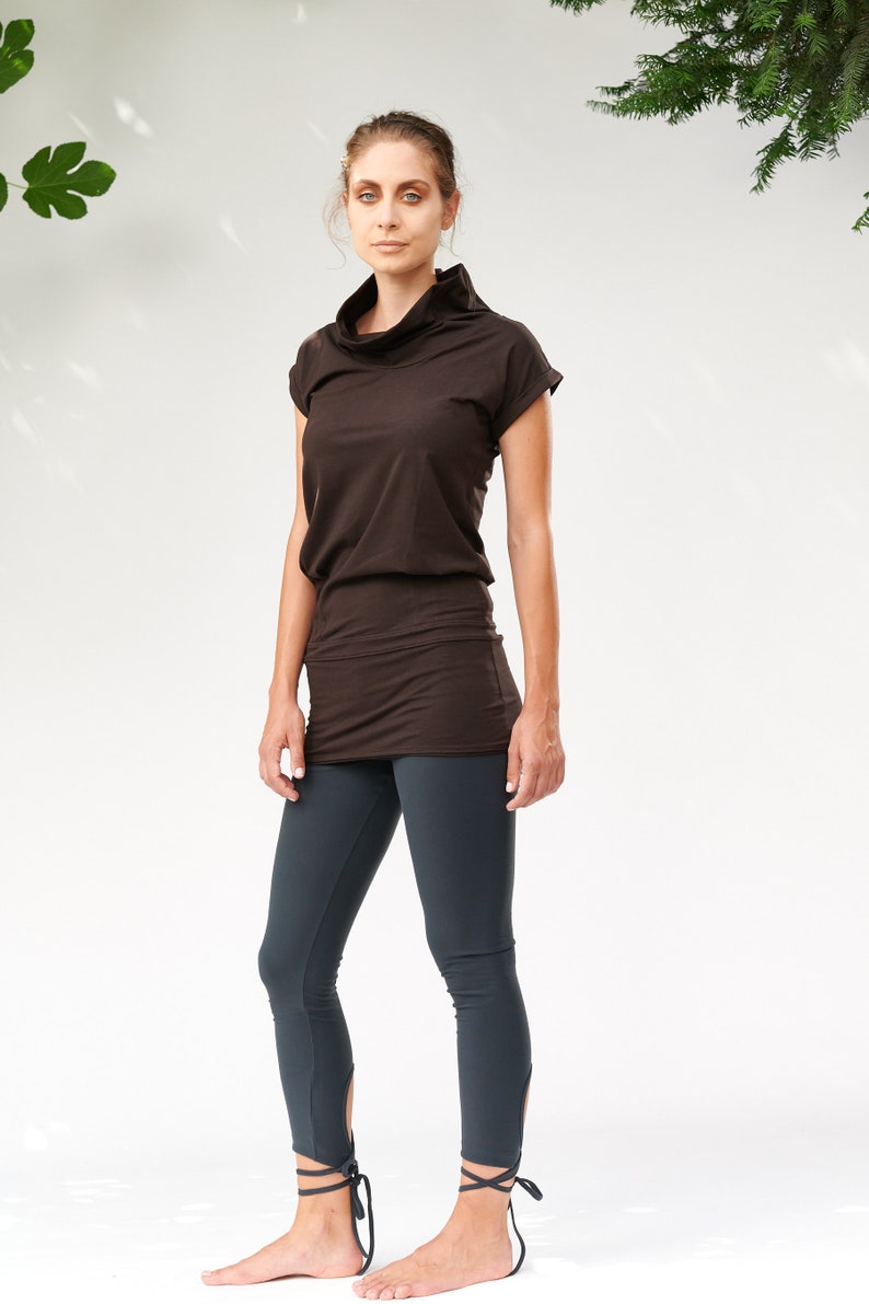 Dark Brown Tunic Top / Yoga Top / Casual Blouse / Handmade / | Etsy
