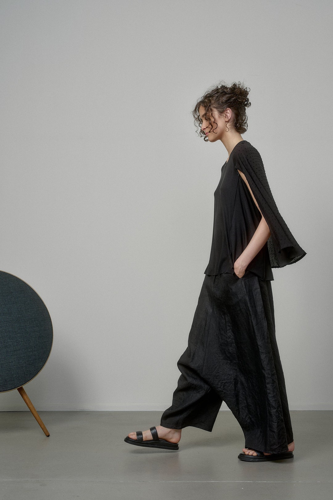 Sleeveless Black Cape Top With Textured Back by Aryasense / TC24BK - Etsy