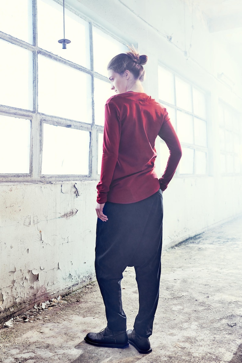 Loose Red Blouse / Long Sleeved Red Top / Draped Red Blouse / - Etsy