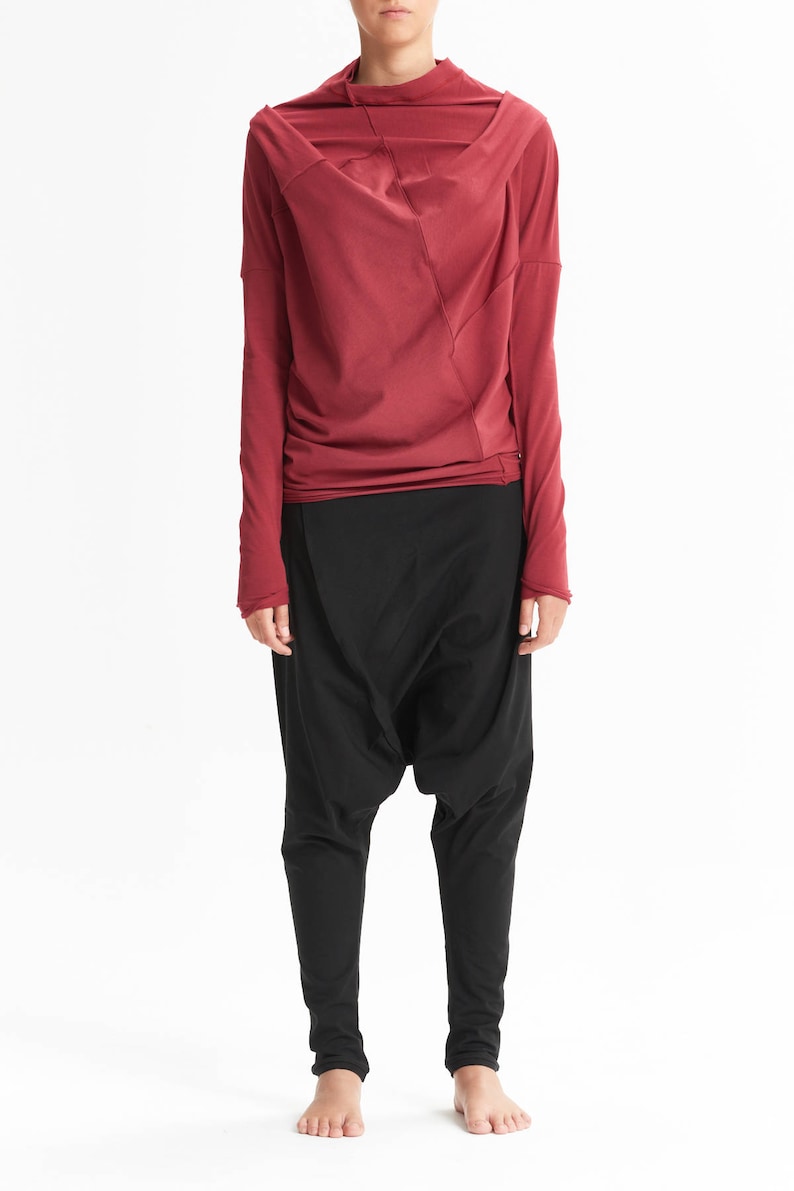 Minimalist Red Top / Loose Cotton Red Blouse / Long Sleeved - Etsy