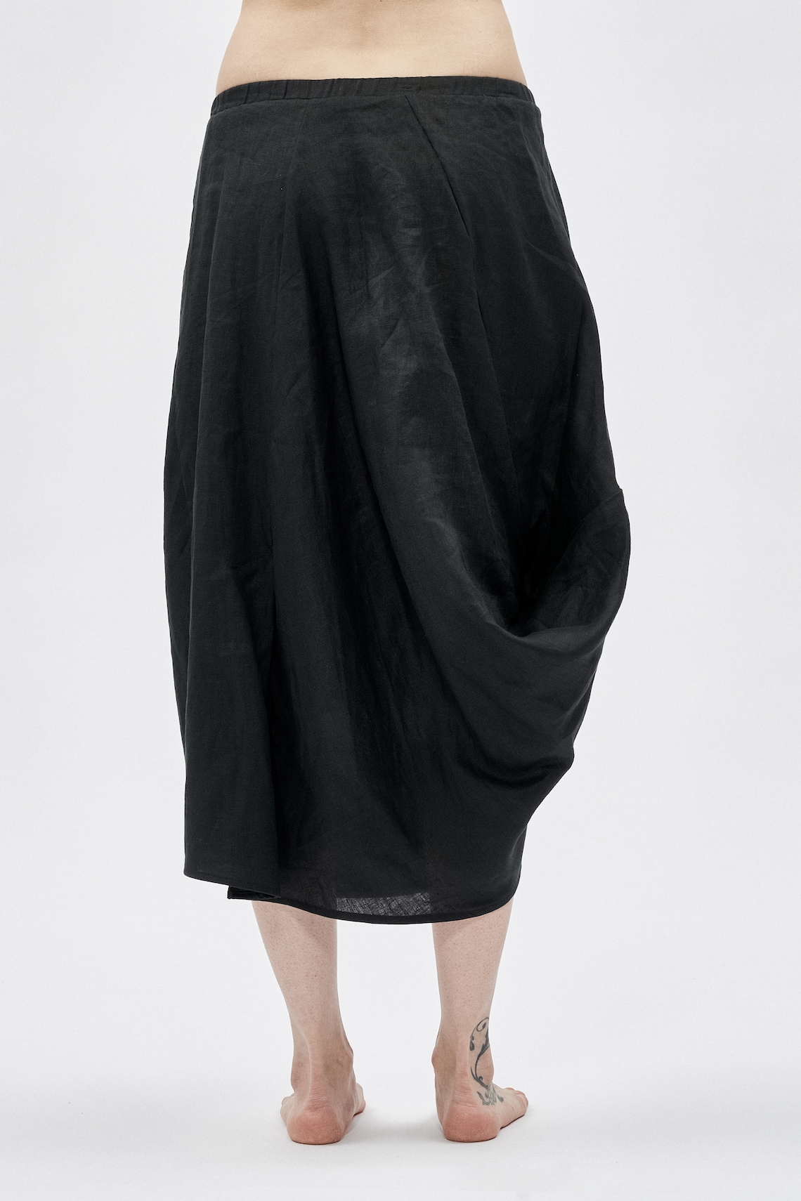 Black Drape Skirt / Black Linen Skirt / Drape Elegant Skirt / - Etsy