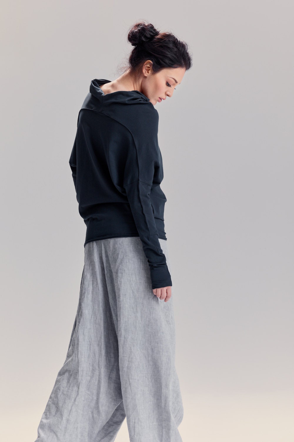 Muted Blue Top / Blue Loose Top / Oversized Long Sleeved | Etsy