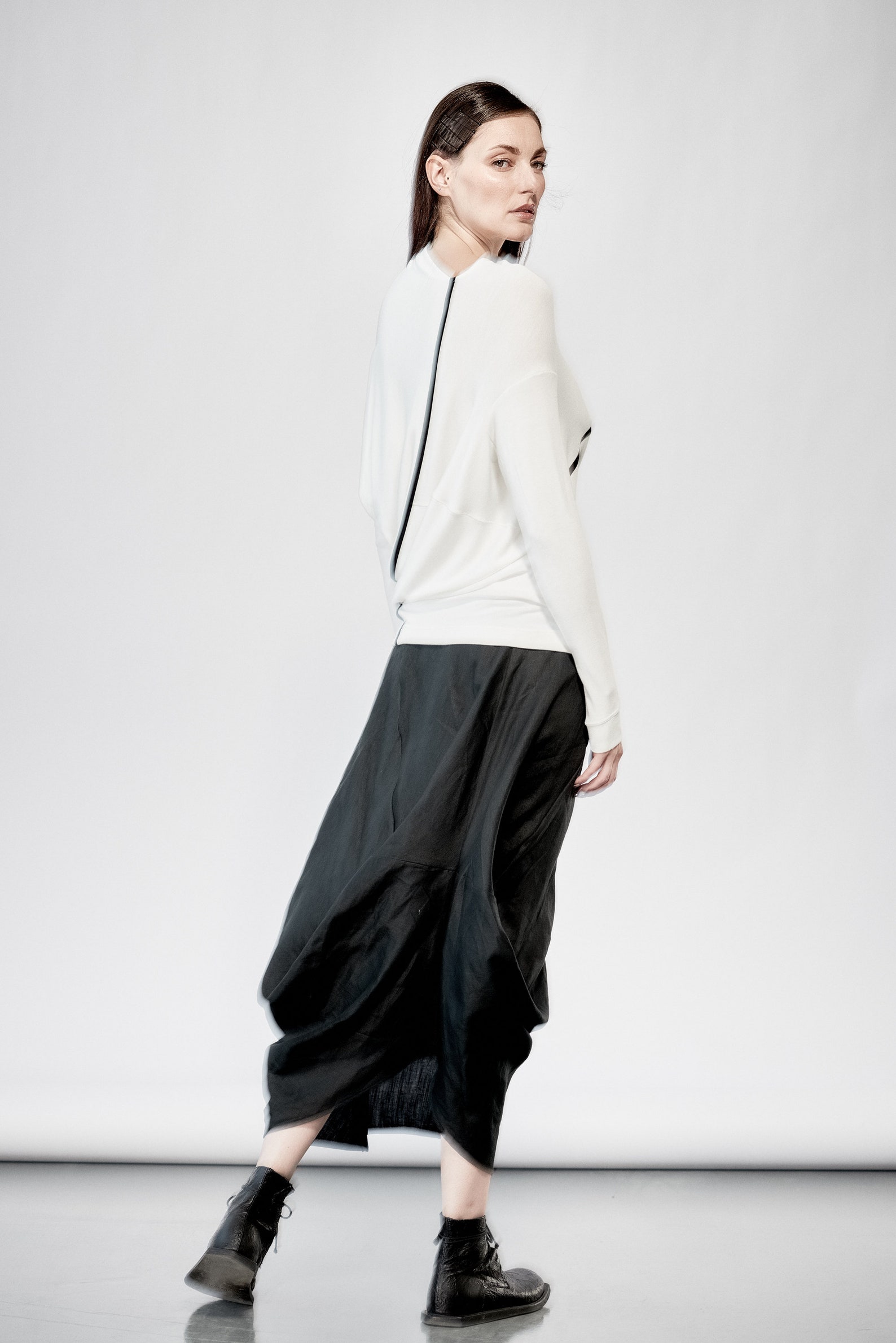 Black Drape Skirt / Black Linen Skirt / Drape Elegant Skirt / | Etsy