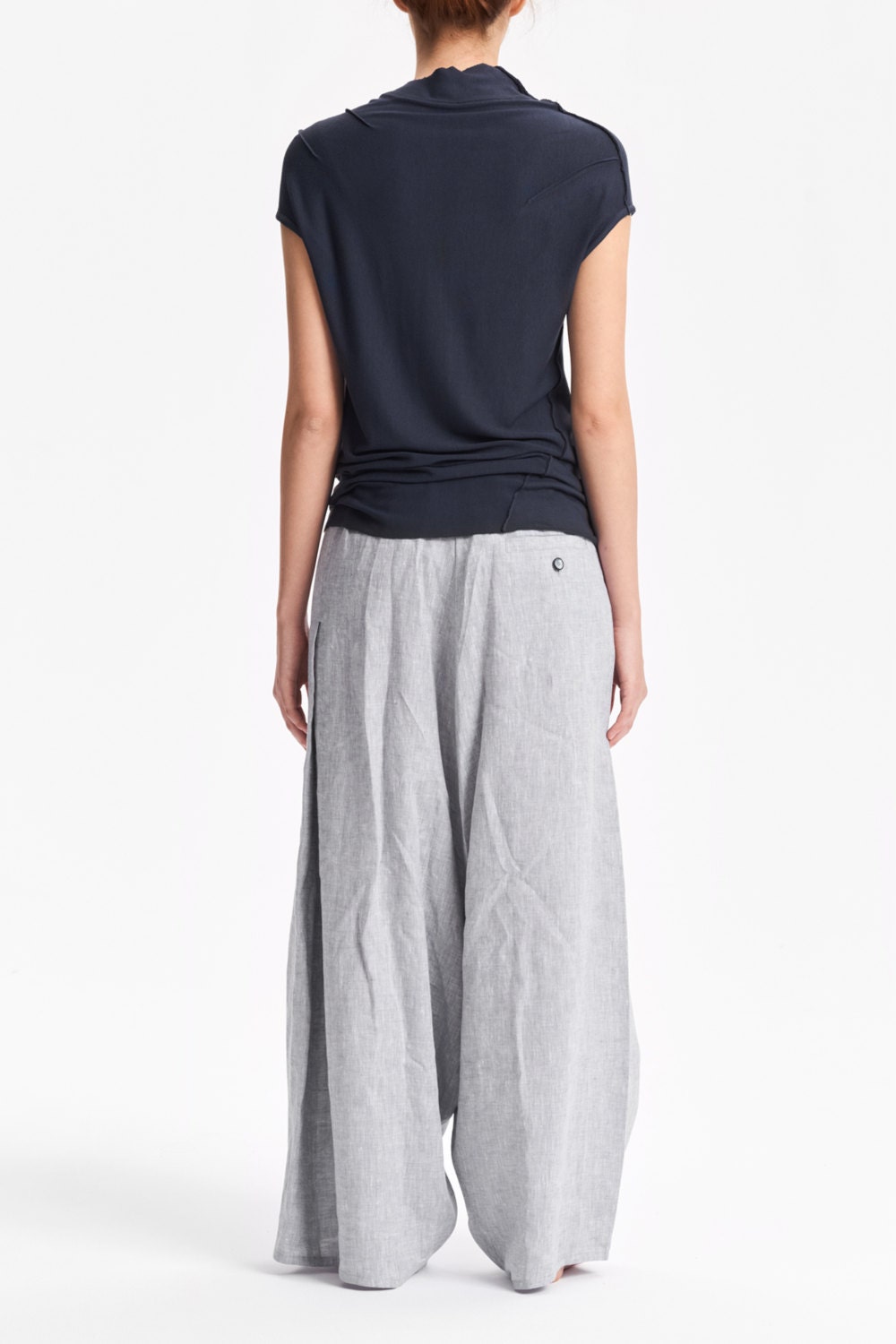 Cap Sleeved Top / High Necked Top / Muted Blue Women's | Etsy