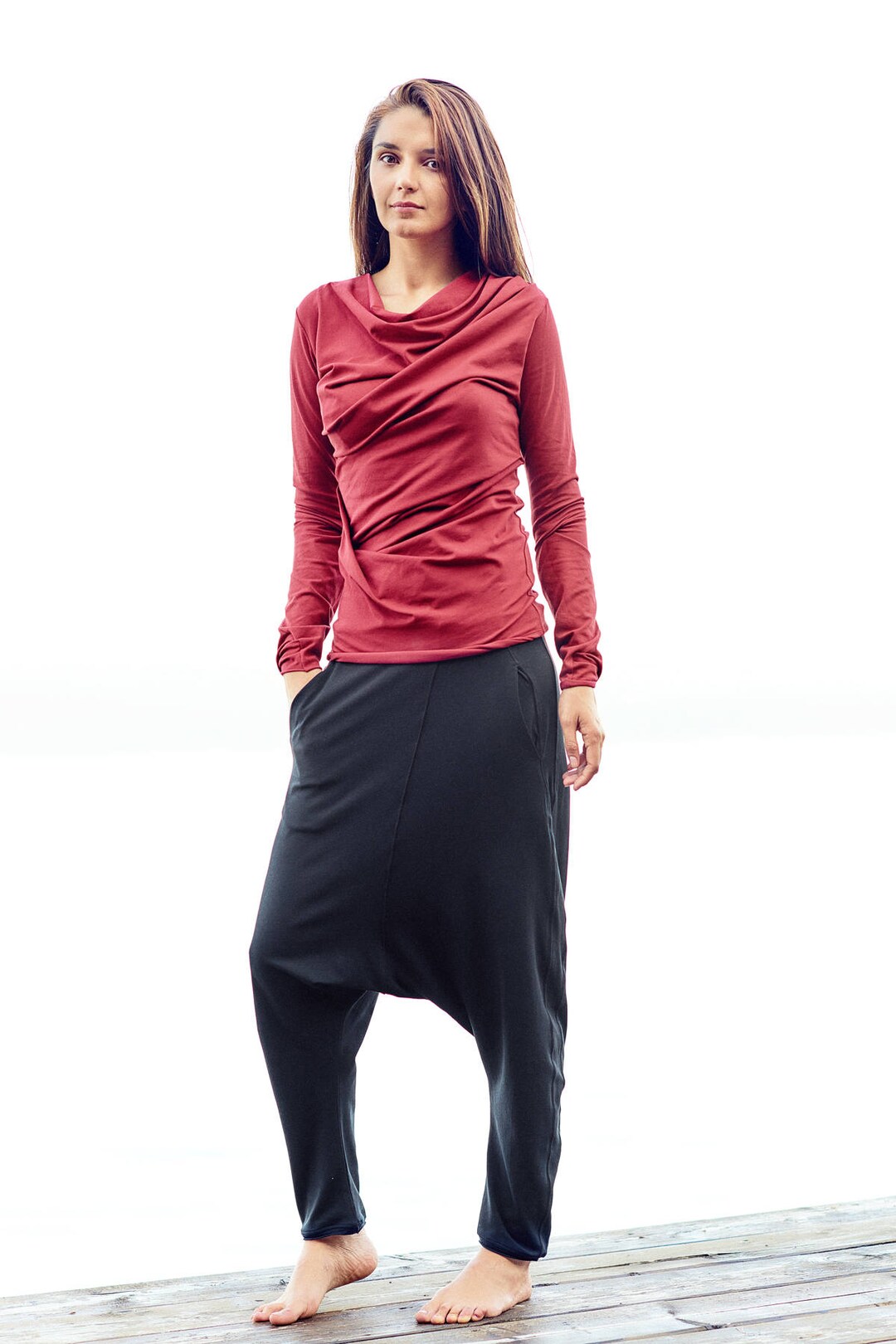 Drop Crotch Black Pants / Casual Pants / Women Clothing / Handmade ...