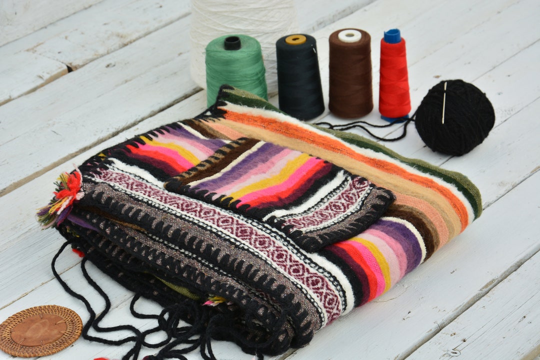 Handmade Berber Wool Coat: Multicolored Bohemian Kachabia - Etsy