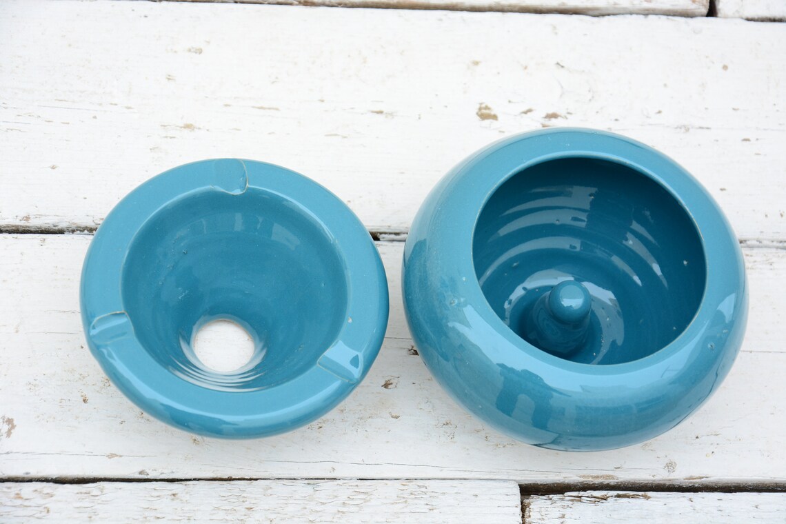 Clay Ashtray in Turquoise, Moroccan Minimalist Style Design Ceramic ...
