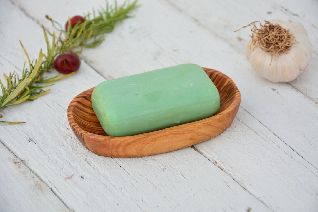 Olive Wood Soap Dish: Curved Design With Drainage Grooves - Sustainable ...