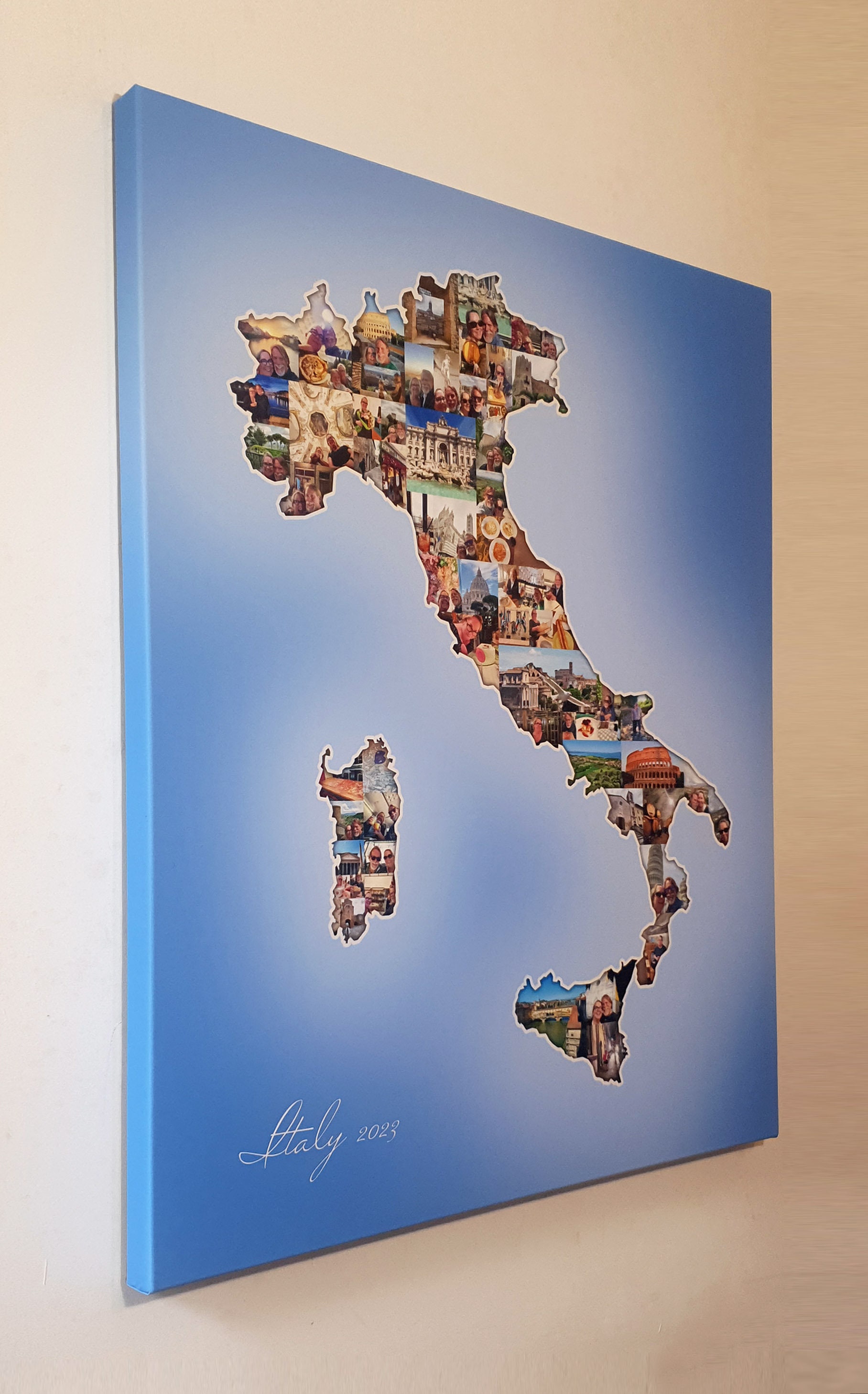 Custom Country Map Photo Collage - Personalized Canvas Print - Etsy
