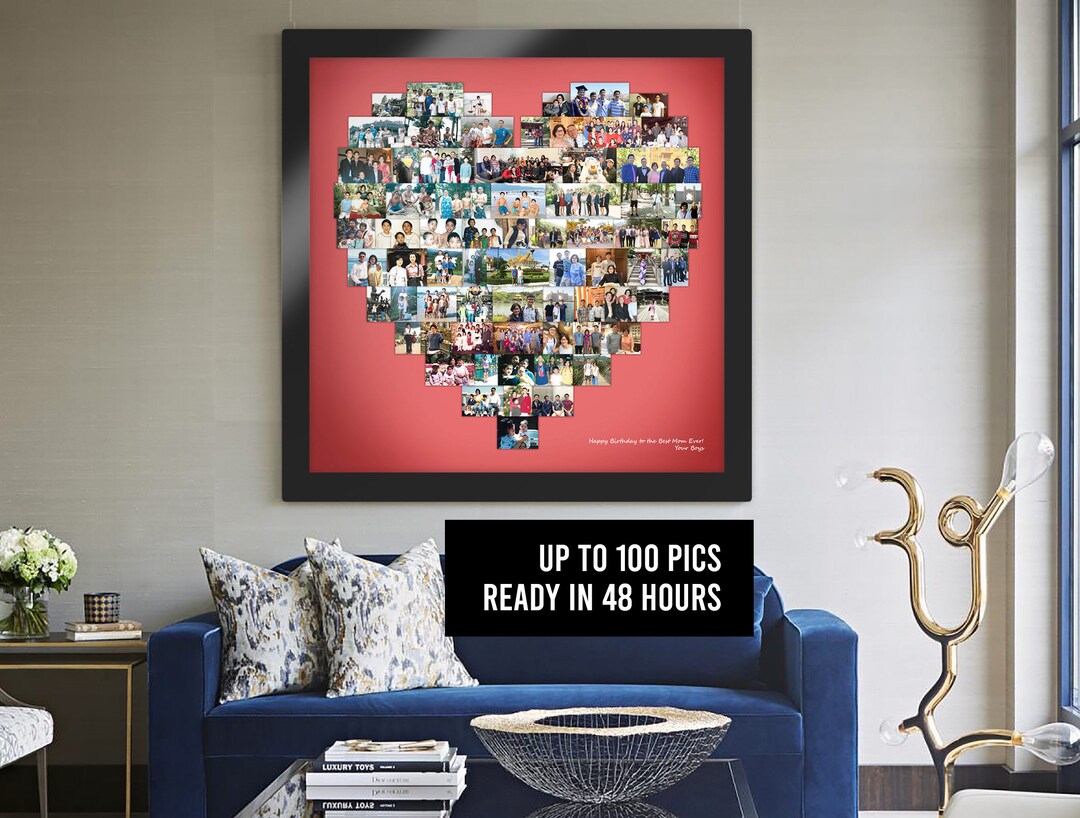 Heart Shaped Photo Collage Digital File for Printing - X100 Pics ...