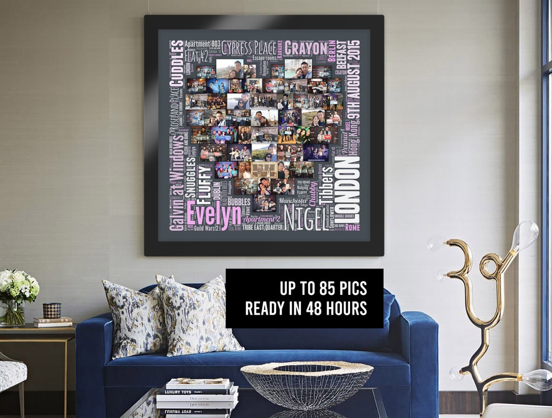 Heart Photo Collage With Word Art: Custom Digital File (85 Pics) - Etsy
