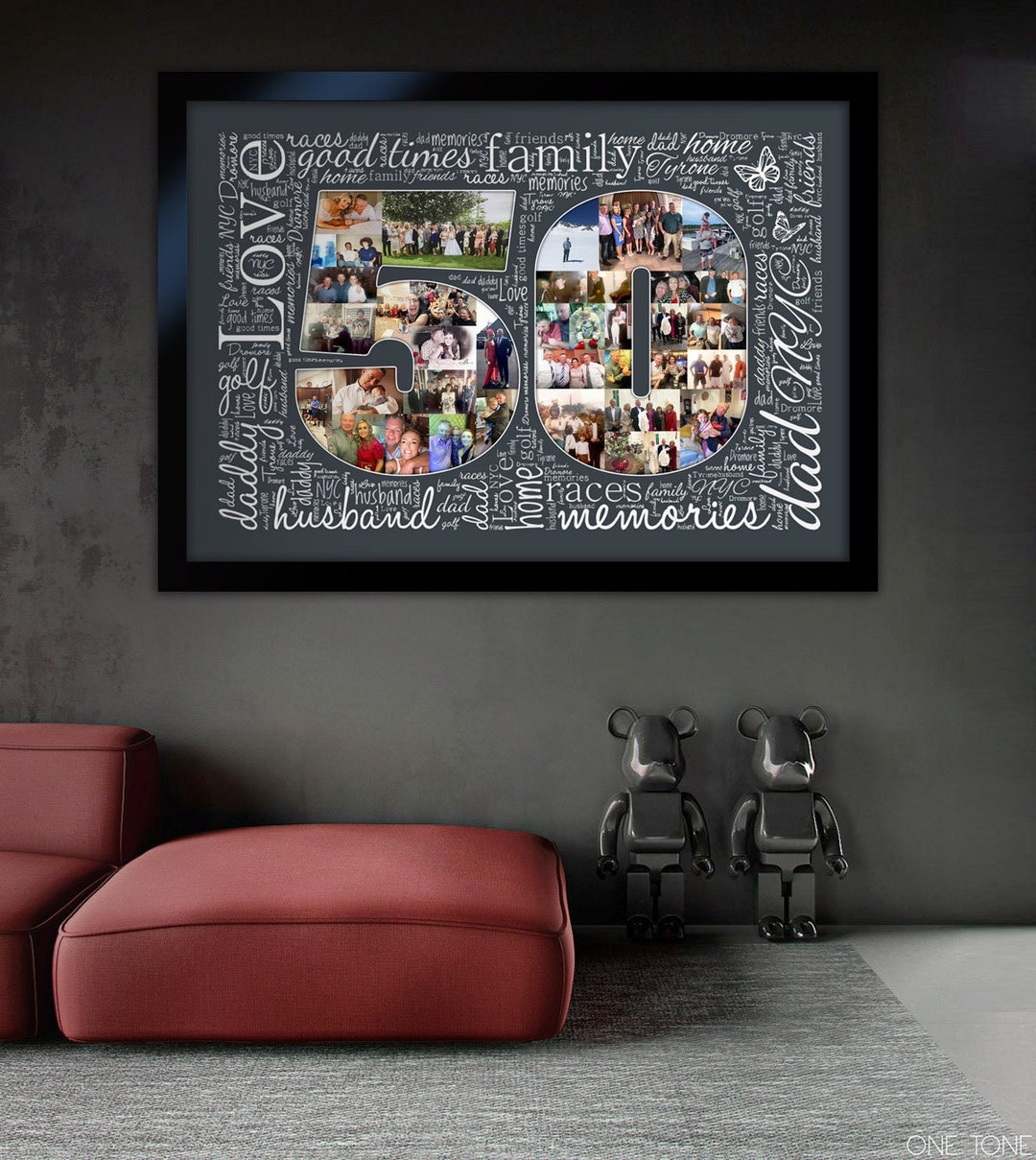 Text Photo Collage Word Art- Photo Paper Print- Birthday Gift - for Him ...