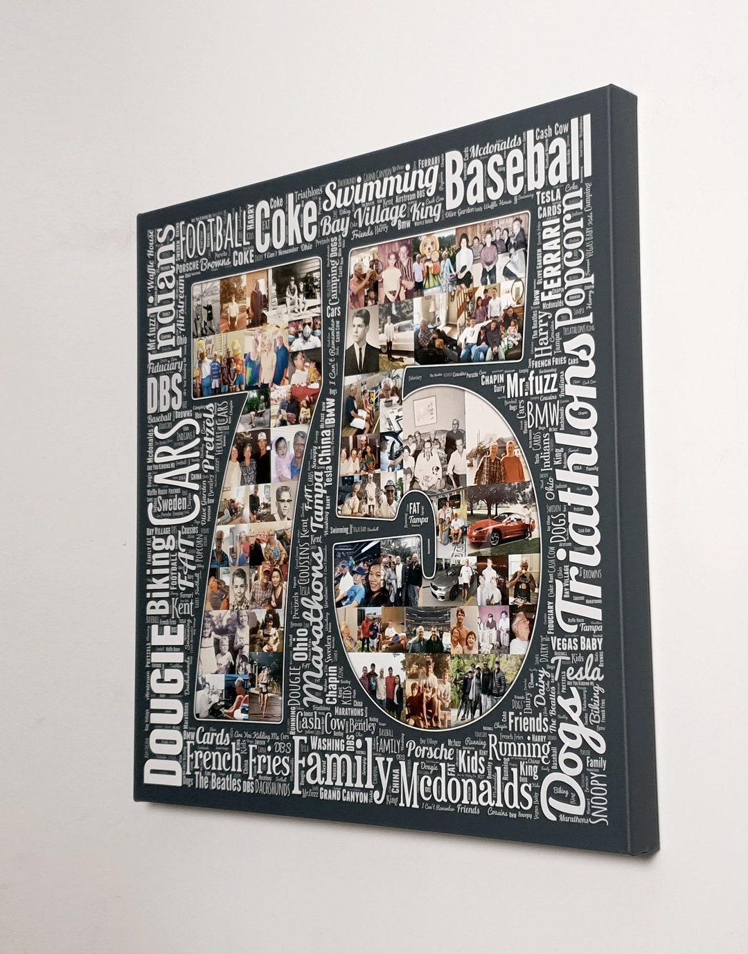 Text Shaped Photo Collage Canvas Print With a Word Art Cloud ...