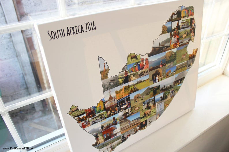 South Africa Map Photo Collage 20x24 Inch Canvas Country - Etsy UK
