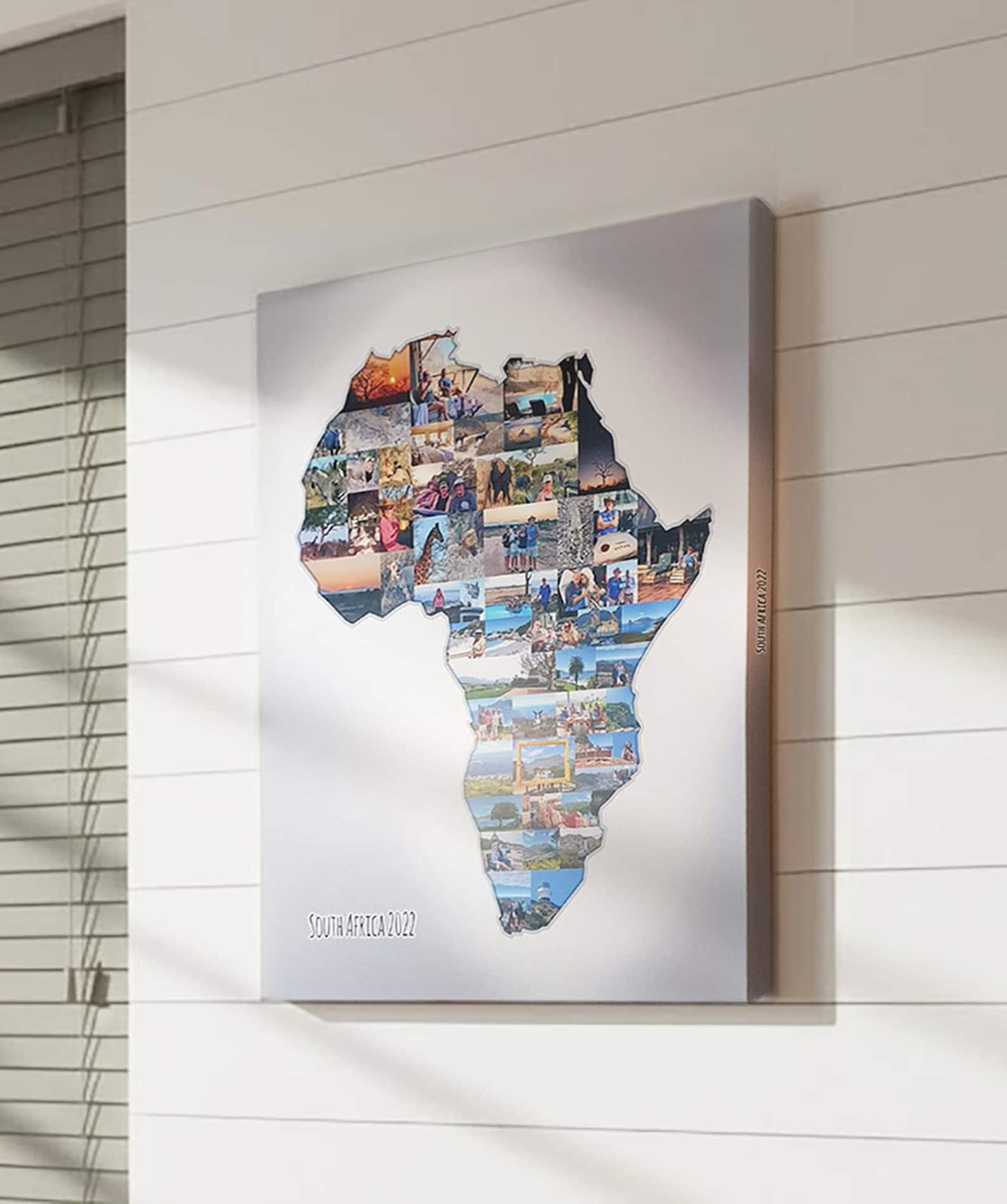 Custom Country Map Photo Collage - Personalized Canvas Print - Etsy