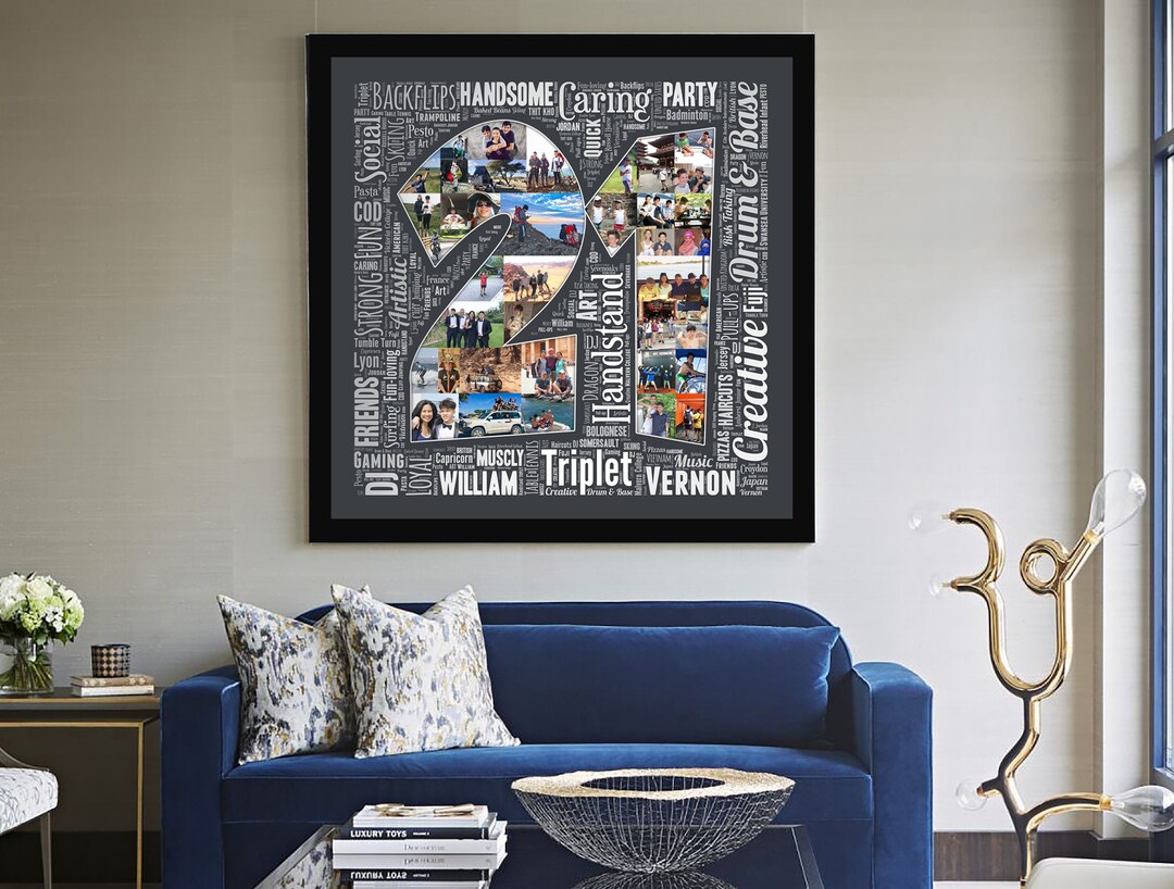 Age Number Text Photo Collage Word Art- Photo Paper Print- 18 21 30 40 ...