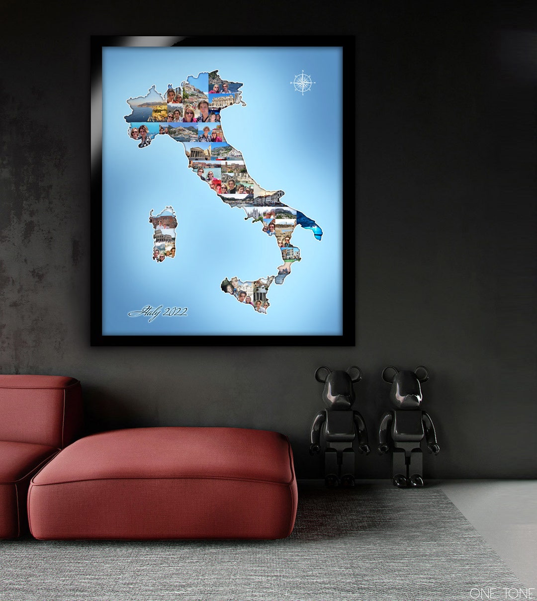 Map Shaped Photo Collage - Shape Country Place Collage - Large Very ...