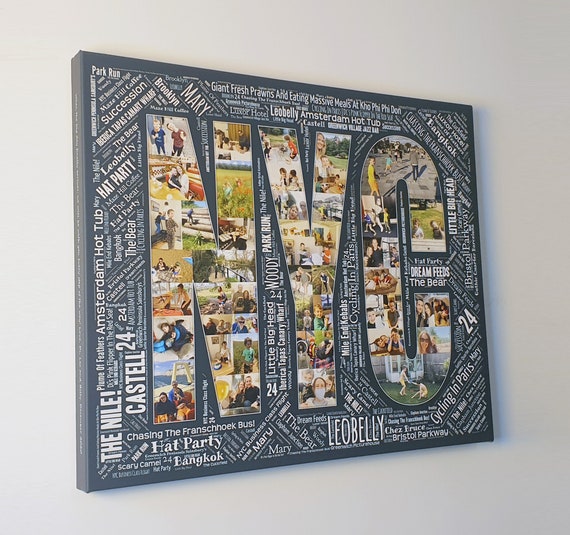 Word Art Text Photo Collage Name Age 18 21 30 40 50 60 - Etsy