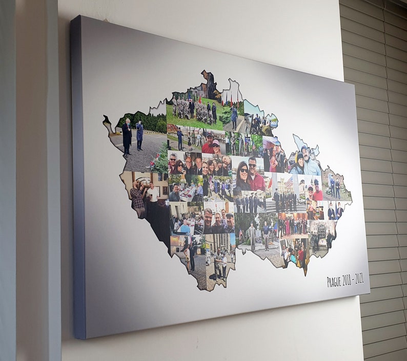 Custom Map Photo Collage - Personalized Canvas Print - Etsy