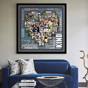 Heart Shaped Photo Collage and Word Art Matte Photo Paper Print Custom ...