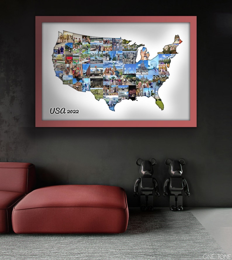 Country Photo Collage Shape Map Place Collage Large Very - Etsy