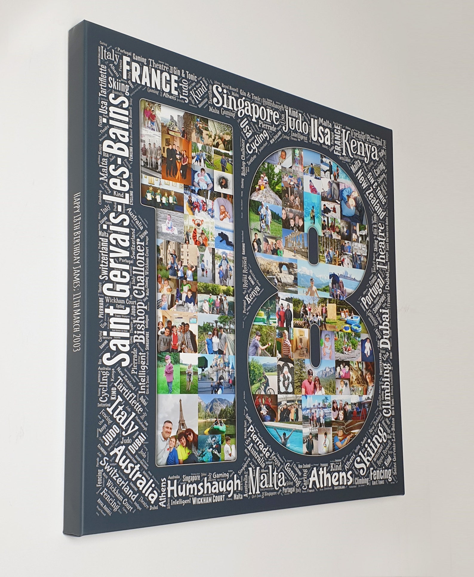 Housewarming Gift Photo Collage family Name Word Text - Etsy