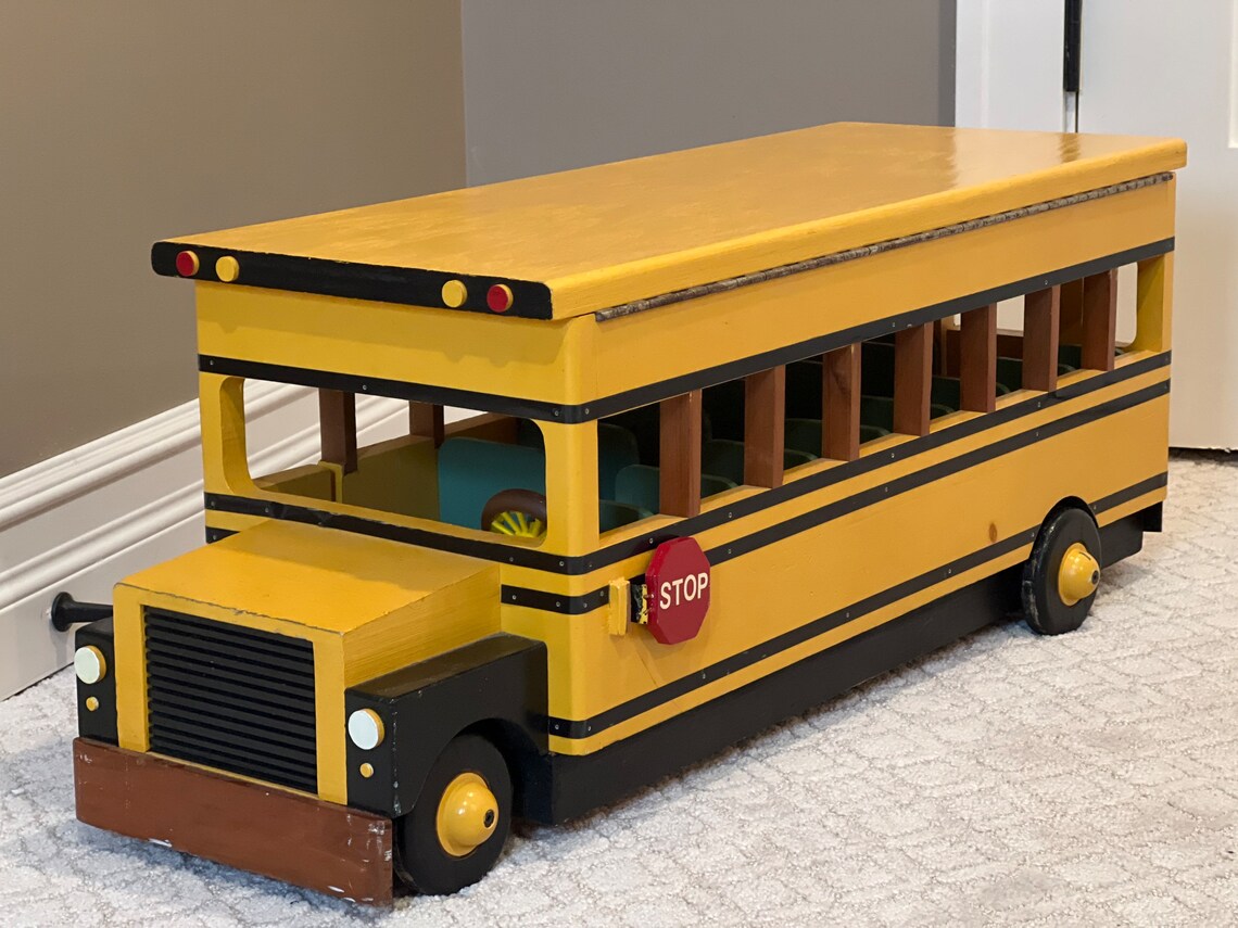 Vintage Folk Art Wooden School Bus - Etsy
