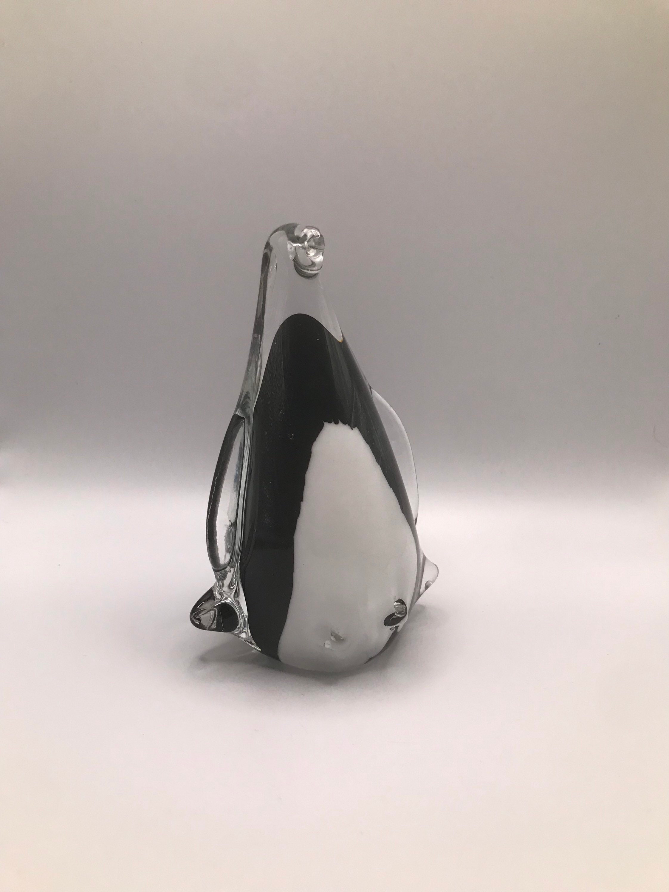 HQT art glass penguin sculpture paperweight hand made polished base ...