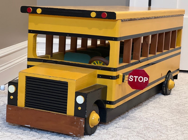 Vintage Folk Art Wooden School Bus - Etsy