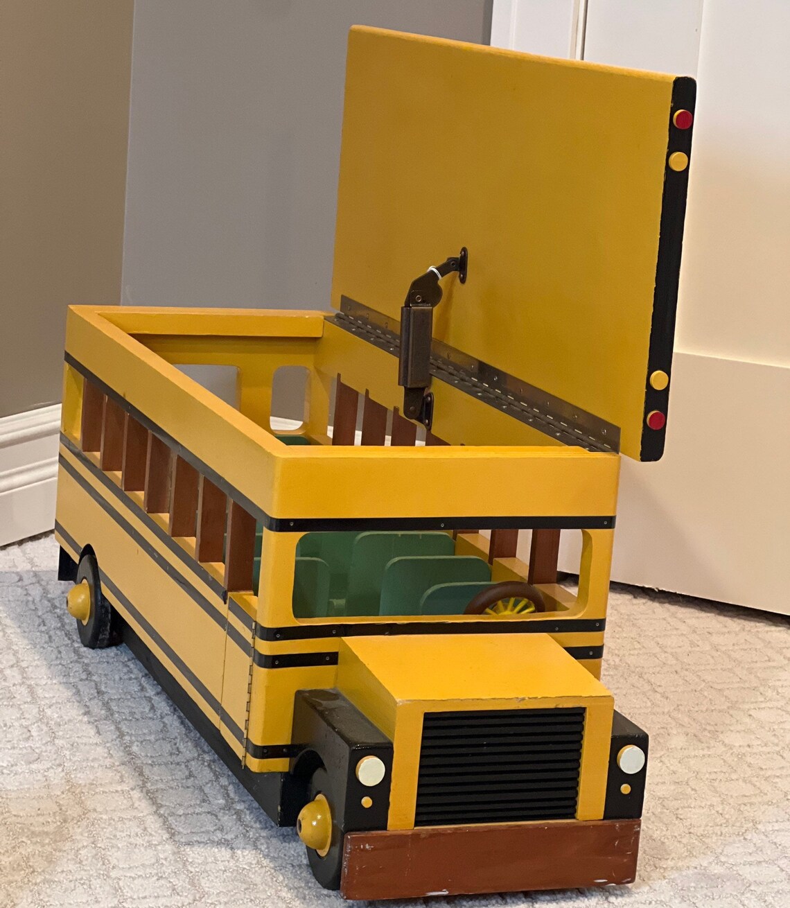 Vintage Folk Art Wooden School Bus - Etsy