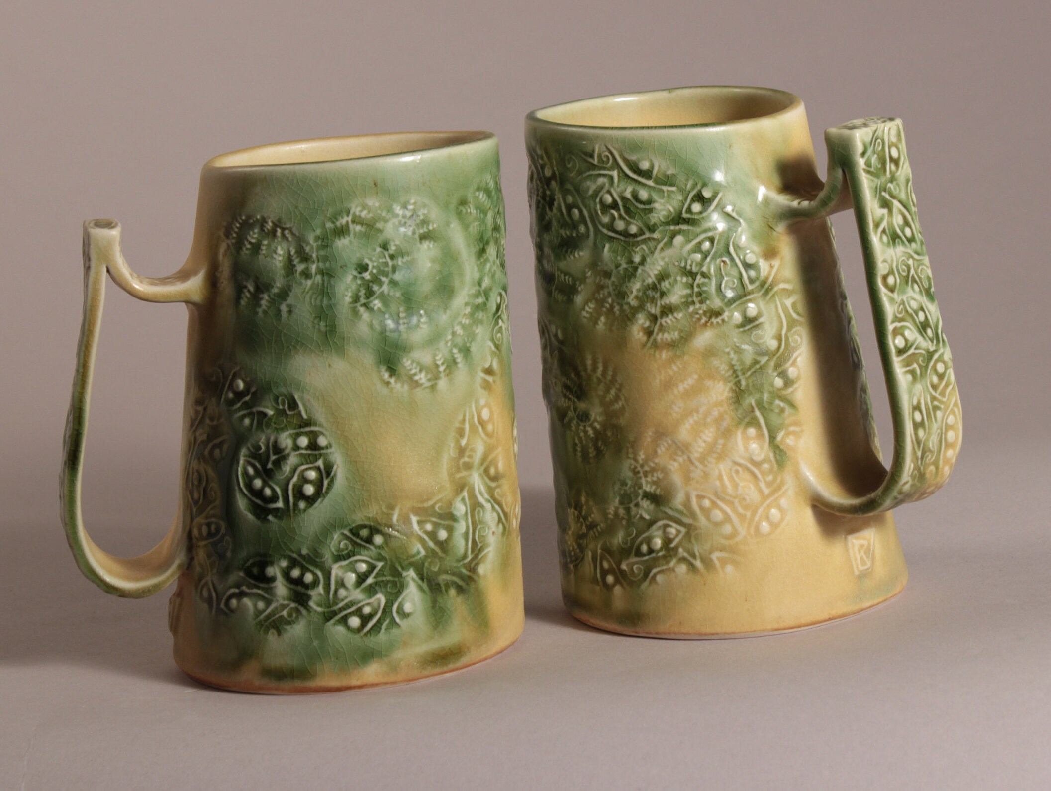 Ceramic Tankard Beer Stein - Green + Yellow - Peas in the Pod Textured ...