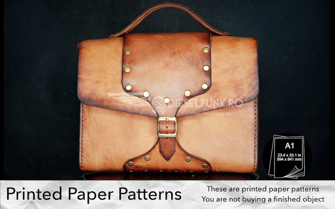 Bag Pattern - Printed PAPER Patterns - Leather DIY - Messenger Bag ...
