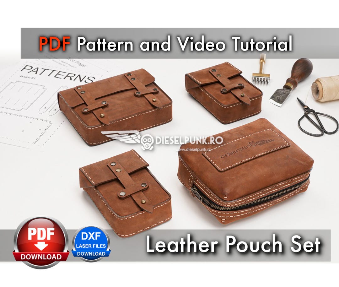 Leather Pouch and Dopp Kit Pattern Set - Leather DIY- Pdf Download ...