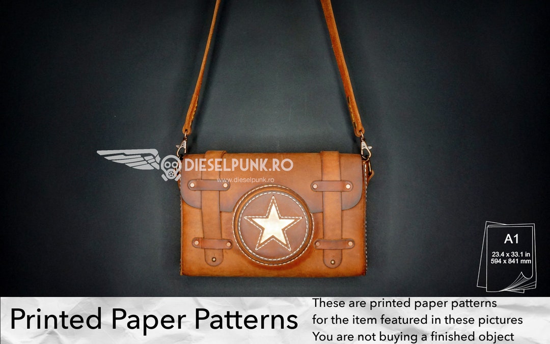 Bag Pattern - Printed PAPER Patterns - Leather DIY - Messenger Bag ...