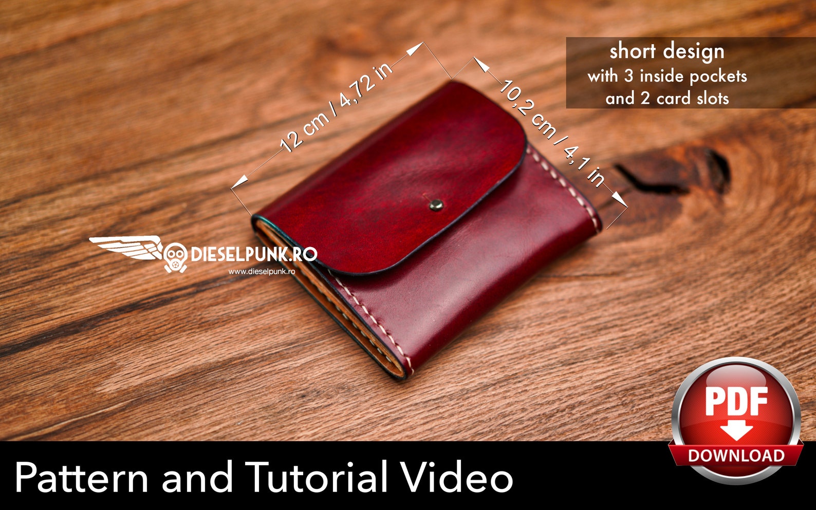 Leather Wallet Pattern Leather DIY Pdf Download Wallet Template Set ...