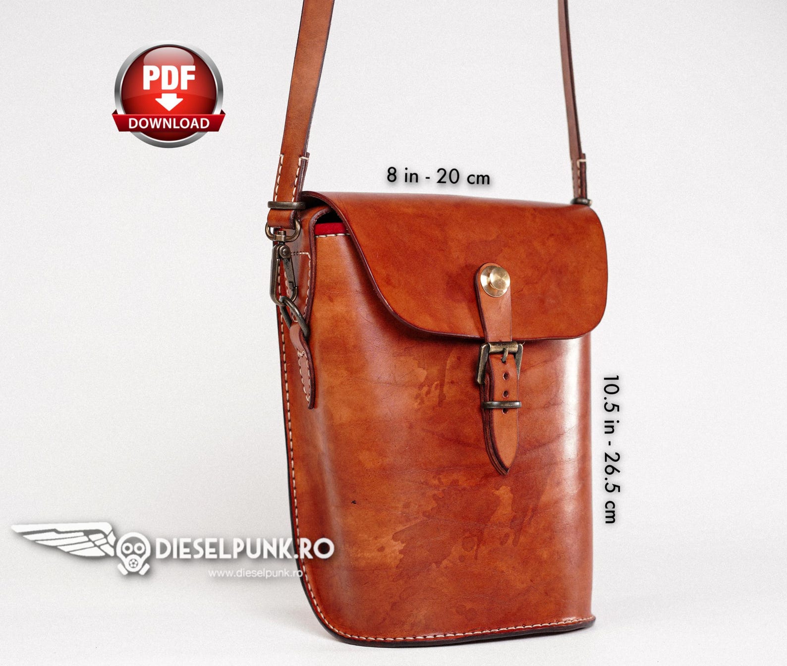Leather Messenger Bag Pattern Pdf Download Leather DIY Backpack ...