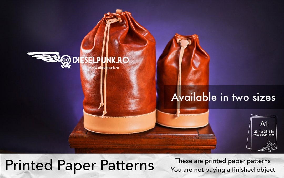 Duffel Bag Pattern - Printed Paper Patterns - Leather DIY - Large ...