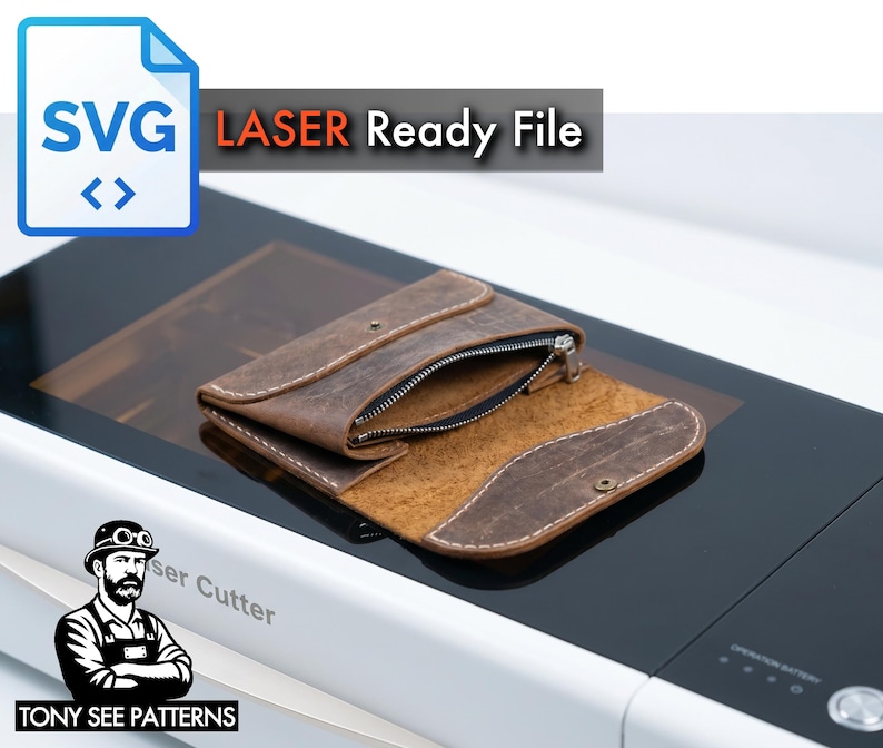 Leather Wallet Set SVG for Leathercraft | Laser Cutting Wallet Pattern ...
