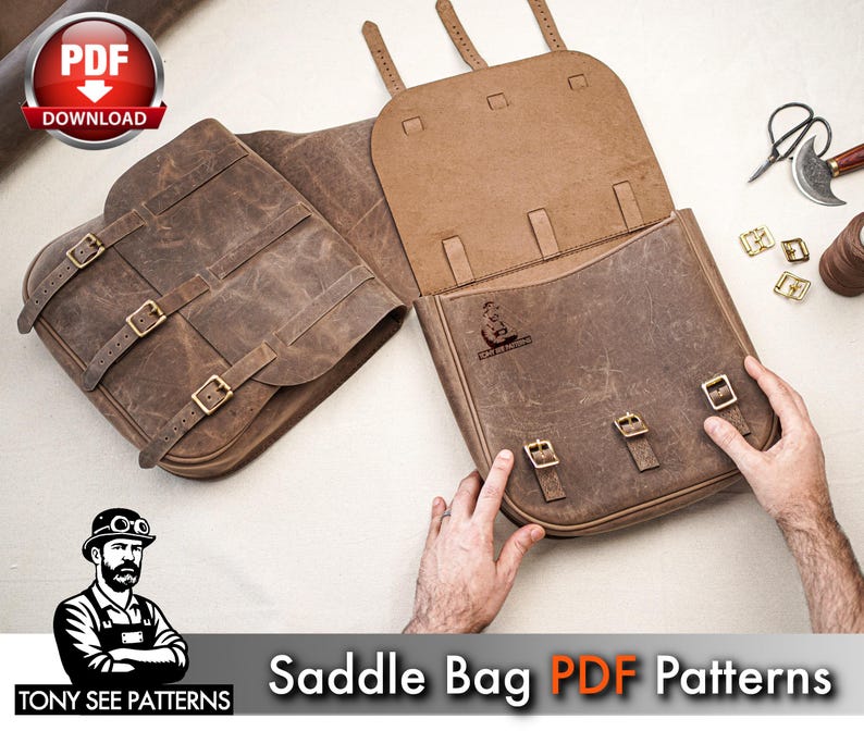 Saddle Bags Pattern: Leather Messenger Style - PDF Download - Etsy Denmark
