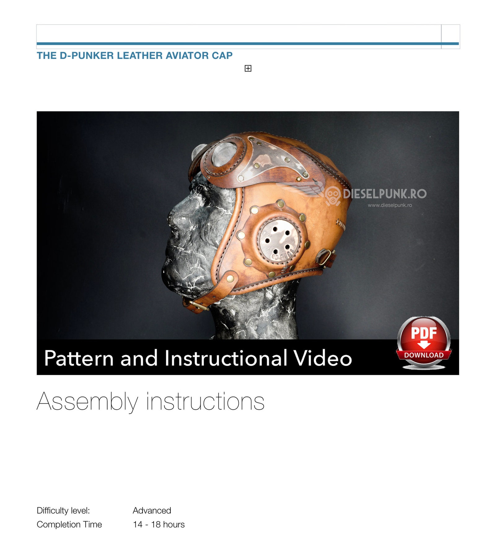 Aviator Cap Pattern Cosplay DIY Pdf Download Video - Etsy