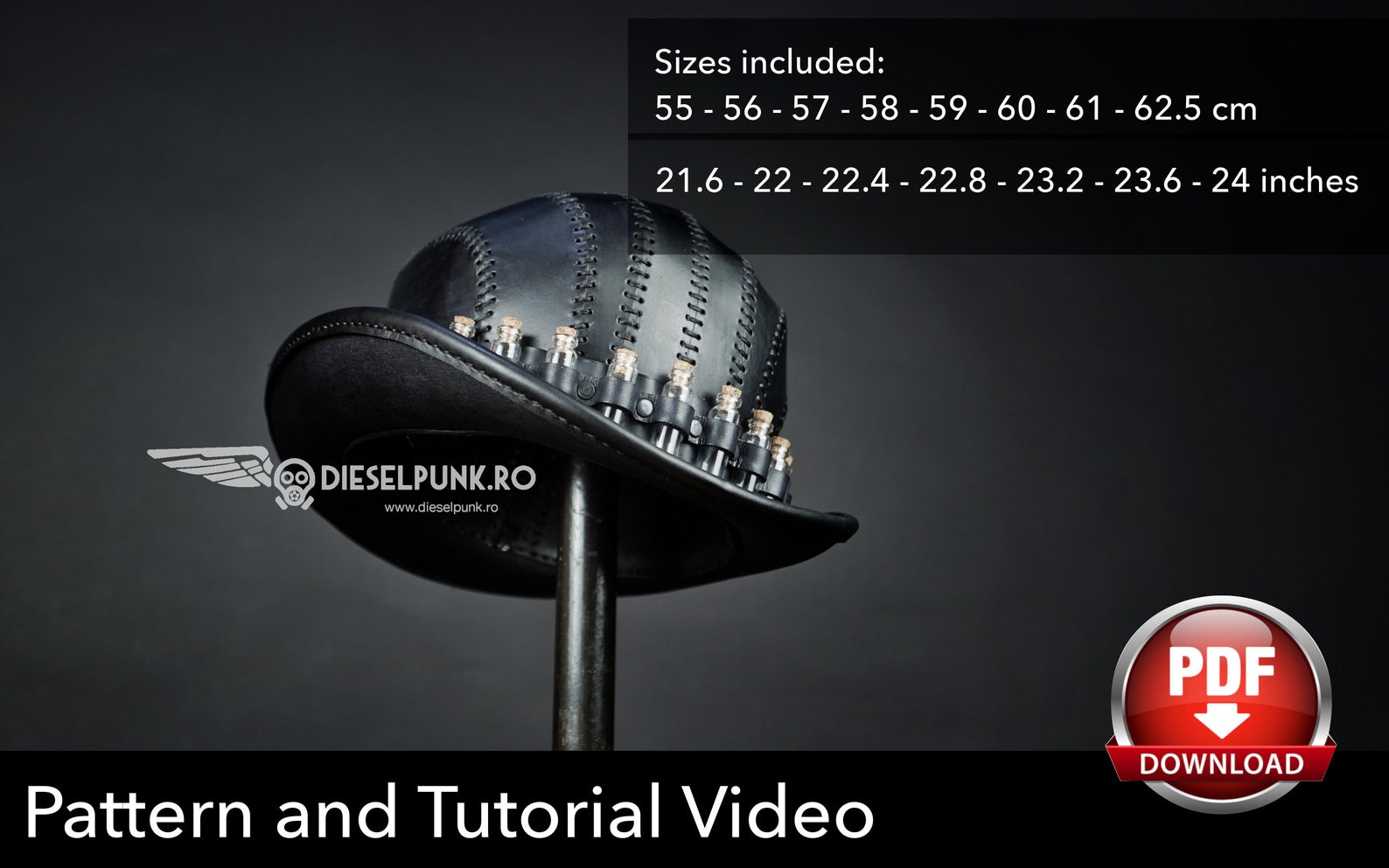 Bowler Hat Pattern Leather Hat Pattern Pdf Download Video Tutorial - Etsy