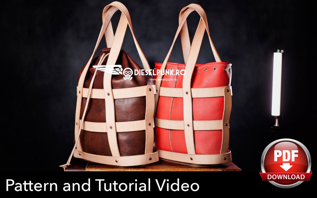 Leather Bag Pattern - Leather DIY - Pdf Download - Basket Bag Pattern ...