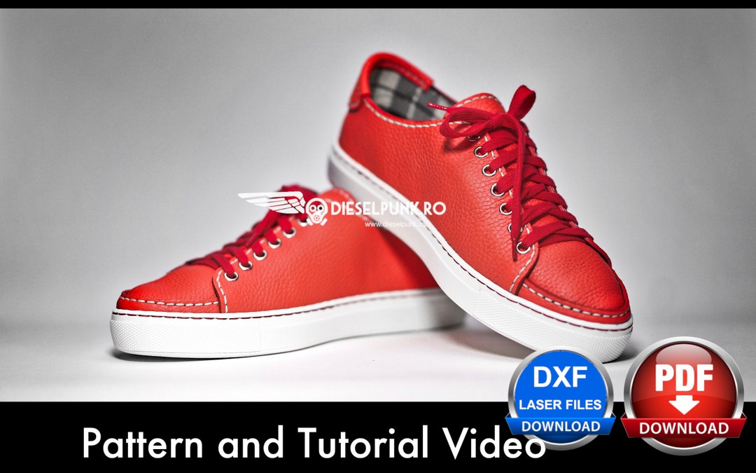 DIY Leather Sneaker Pattern, Shoe Templates (PDF With Video Tutorial ...