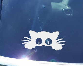 Peeking cat decal | Etsy