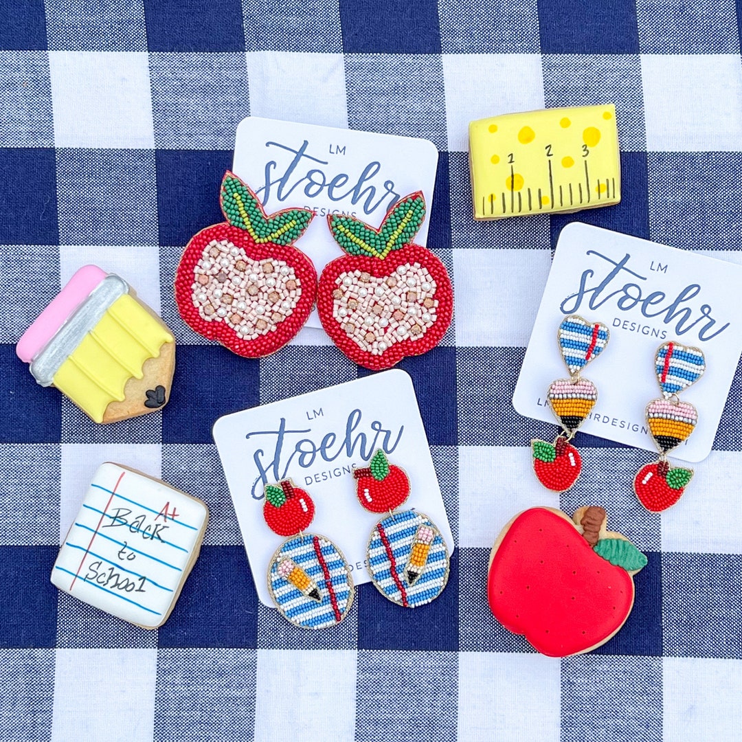 Back to School Embellished Earrings Teacher Life - Etsy