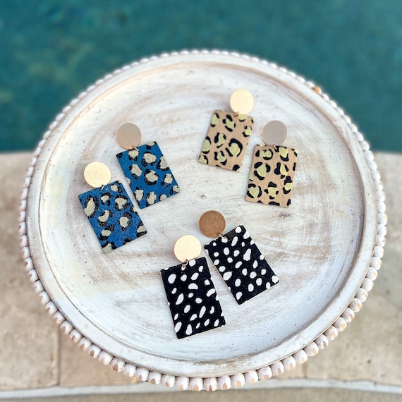 Change Your Spots Drop Earrings Faux Leather Lightweight - Etsy