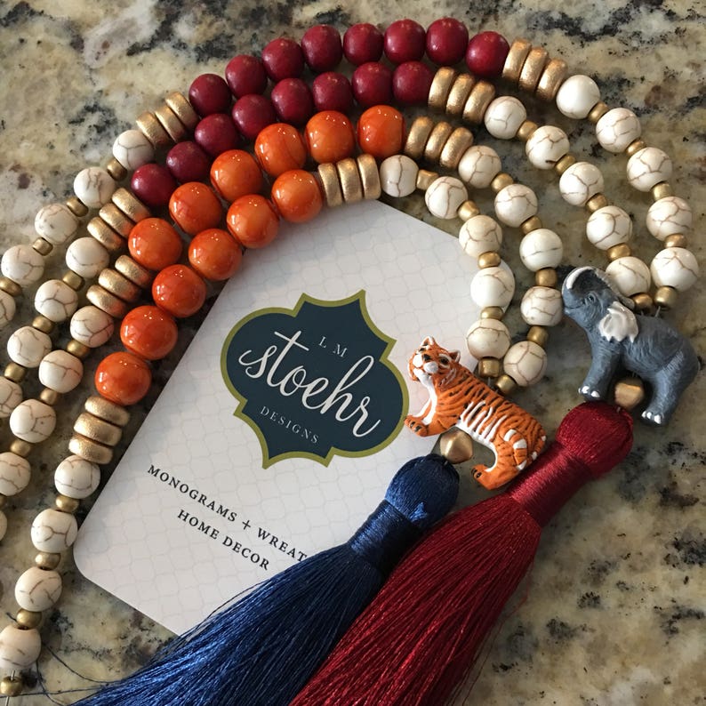 Tide & Tiger Tassel Necklace Gameday Gear Alabama - Etsy