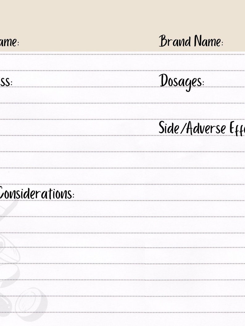 Index Med Card Template - Etsy