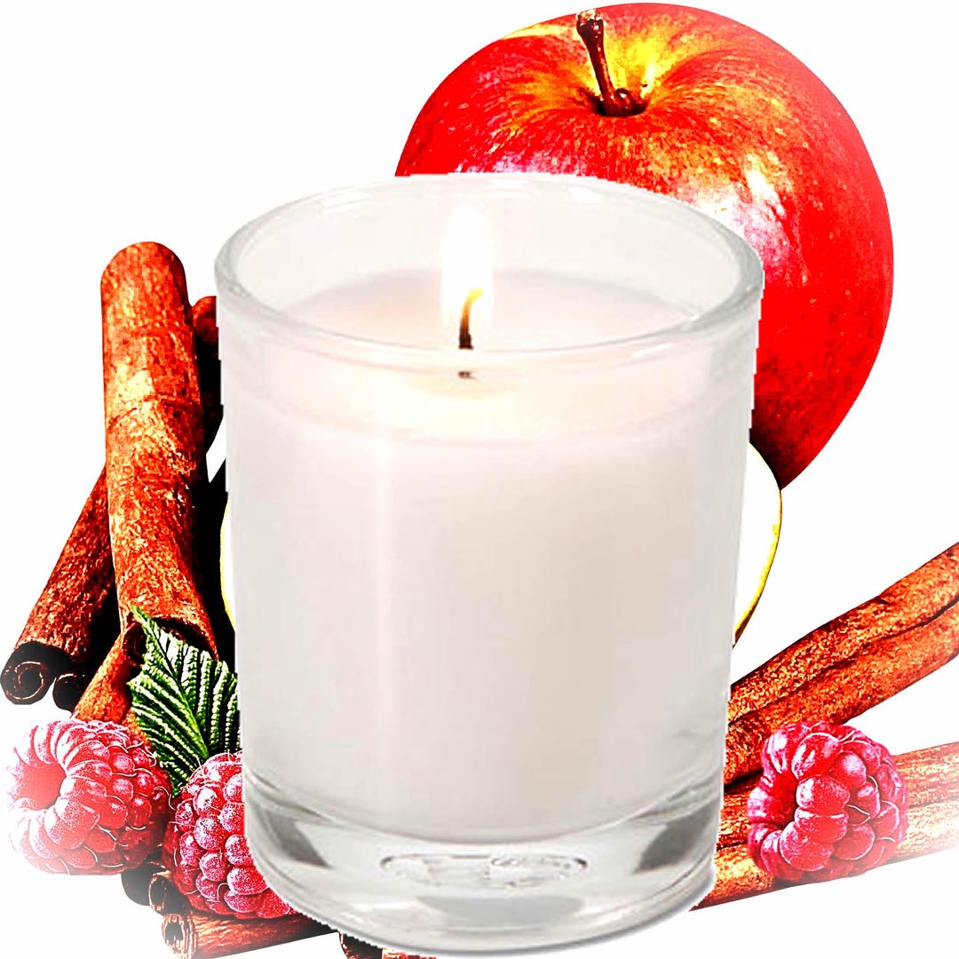 Apple Cinnamon Raspberry Votive Candles With Glass Holder Eco-friendly ...